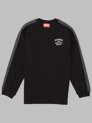 DIESEL® T Shirt A Manica Lunga Con Bande Laterali In Denim