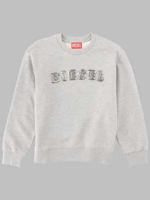DIESEL® Felpa Girocollo Con Logo Sfrangiato - Grey