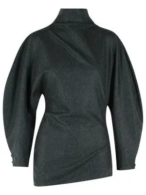 Khaite Harlow' Wool And Charcoal Cashmere Top