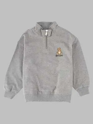 Moschino Felpa Con Chiusura A Mezza Zip E Dettaglio Teddy Bear - Grey