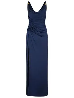 Versace Blue Viscose Gown Dress