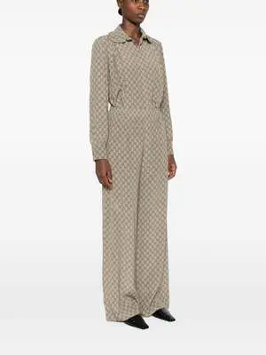 Gucci Gg Silk Trousers - Beige