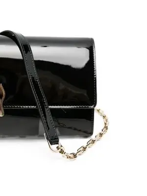 CHRISTIAN LOUBOUTIN Bettina Patent Leather Wallet On Chain - Black