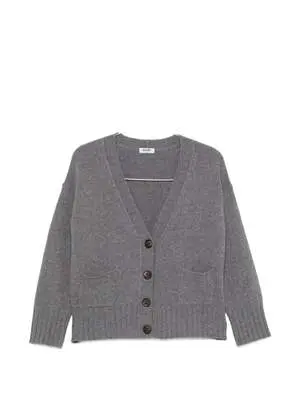 BASE Wool V Necked Cardigan - Grey