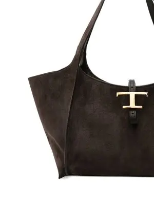 TOD'S T Timeless Small Leather Tote Bag - Brown