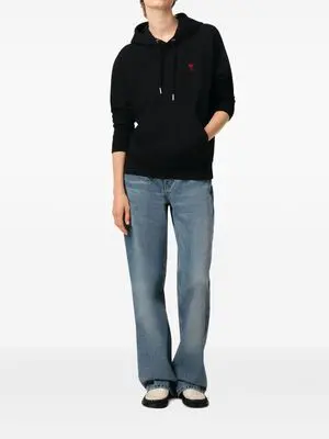 AMI Paris De Coeur Cotton Hoodie - Black