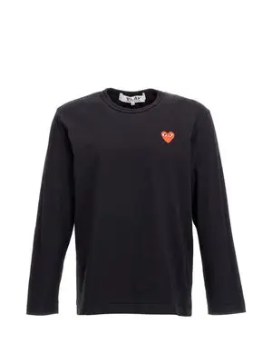 Comme Des Garçons Red Heart Cotton T Shirt - Black