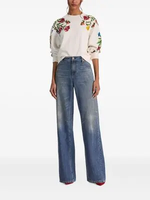Alice + Olivia Embroidered Cotton Sweatshirt