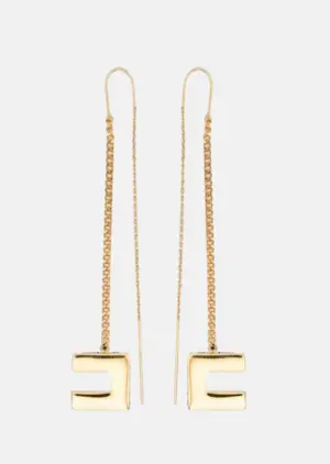 Elisabetta Franchi Logo Pendant Threader Earrings