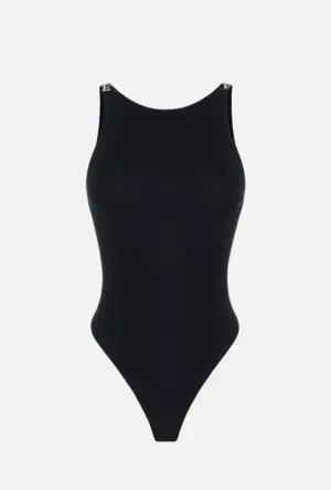 Elisabetta Franchi Bodysuit In Crepe - Nero