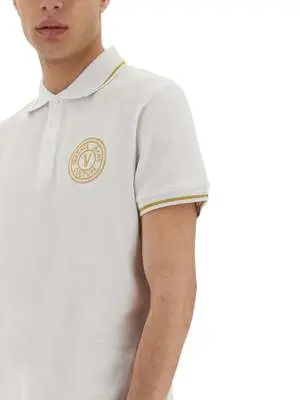 Versace Polo In Cotone Con V Emblem