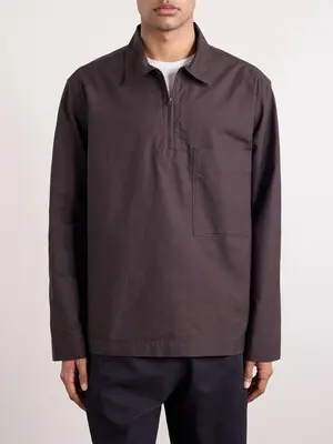 MARGARET HOWELL Half Zip-up Cotton Shirt