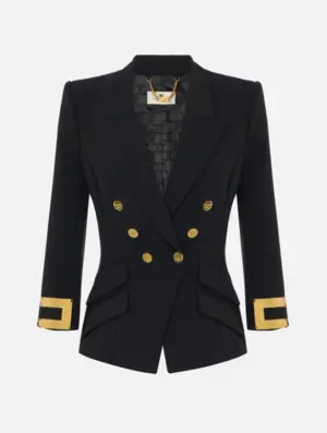 Elisabetta Franchi Jacket With Jewel Logo - Nero