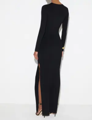 Elisabetta Franchi Red Carpet Knit Dress With Jeweled Chains