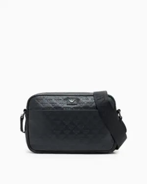 Emporio Armani Embossed Leather Eagle Bag - Nero