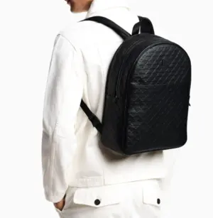 Emporio Armani Embossed Eagle Leather Backpack