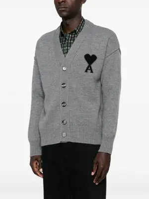 AMI Paris De Coeur Wool Cardigan
