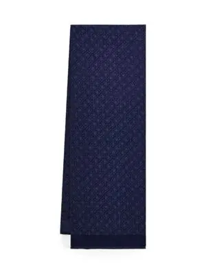FERRAGAMO Gancini Wool Scarf - Navy