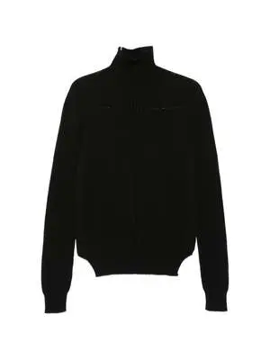 Rick Owens Wool Turtle Neck Sweater - Black