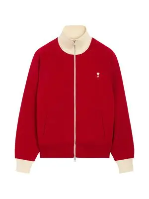 AMI Paris De Coeur Zipped Sweatshirt - Red