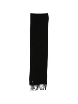 AMI Paris De Coeur Wool Scarf - Black