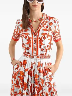 Dolce & Gabbana Maiolica Print Silk Maxi Dress