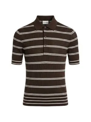 Closed Striped Wool Polo Shirt - Brown