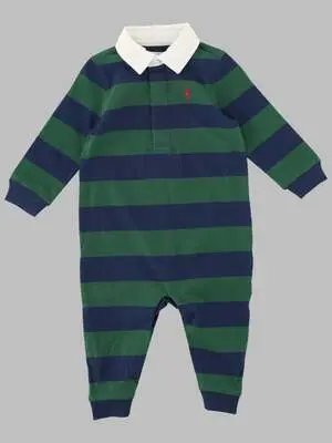 Polo Ralph Lauren Tutina Da Rugby A Righe Con Logo Da Neonato