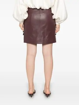 Alberta Ferretti Faux Leather Mini Skirt - Brown