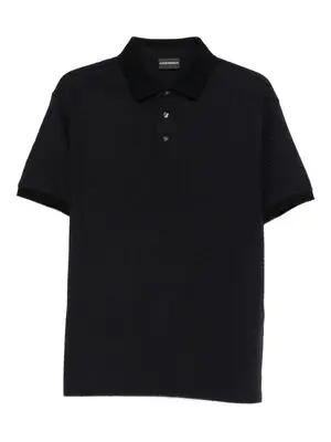 Emporio Armani Logo Cotton Polo Shirt - Navy