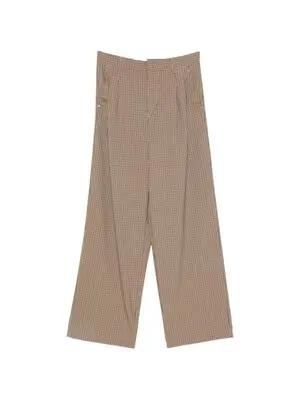 WHITE SAND Checked Wide Leg Trousers