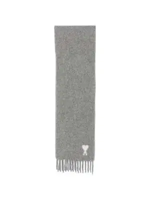 AMI Paris De Coeur Wool Scarf - Grey