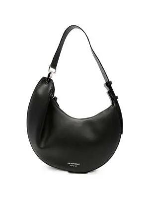 Emporio Armani Medium Leather Hobo Bag - Black