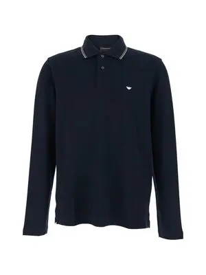 Emporio Armani Logo Cotton Polo Shirt - Navy