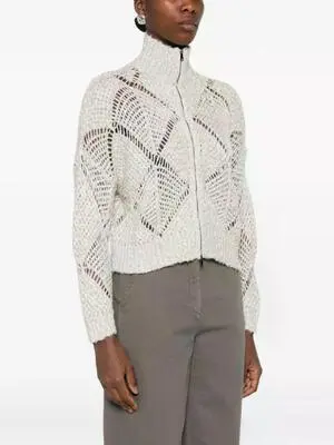 Antonelli Firenze Maira Sequin-embellished Open-knit Cardigan