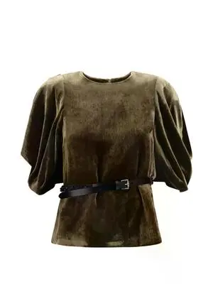 P.a.r.o.s.h Belted Velvet Blouse - Green
