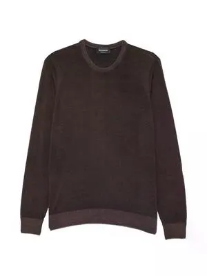 AROVESCIO Ribbed-trim Crew-neck Sweater - Brown