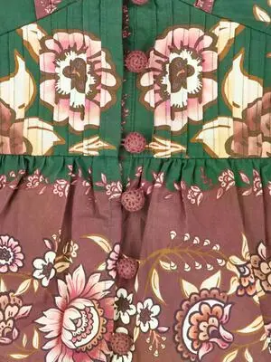 Farm Rio Floral-print Puff-sleeves Blouse - Green