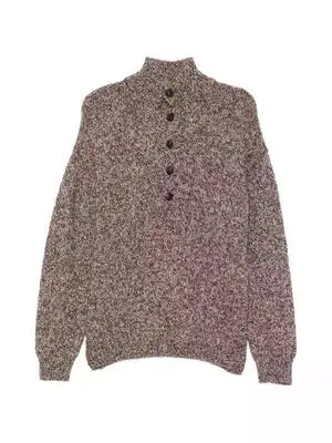 AROVESCIO Marl-knit Button-up Cardigan - Brown
