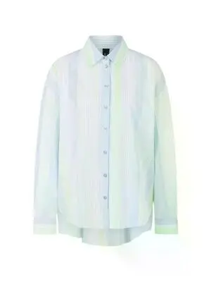 MARCCAIN Vertical-stripe Logo-print Shirt - Blue
