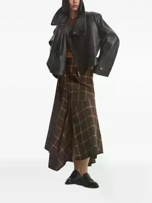 Co Collection Check-pattern Asymmetric Maxi Skirt