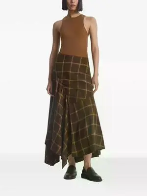 Co Collection Check-pattern Asymmetric Maxi Skirt