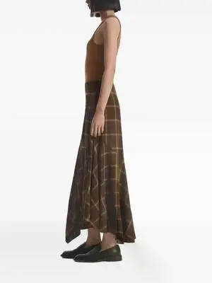 Co Collection Check-pattern Asymmetric Maxi Skirt