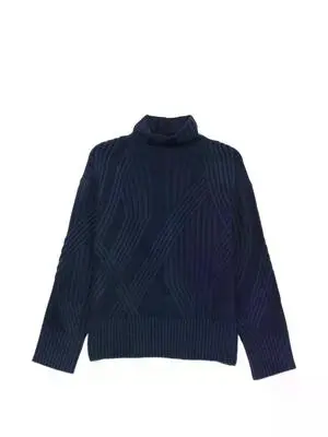 JOSEPH Ribbed-knit High-neck Sweater - Blue