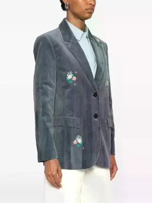 FORTE_FORTE Floral-embroidered Corduroy Blazer