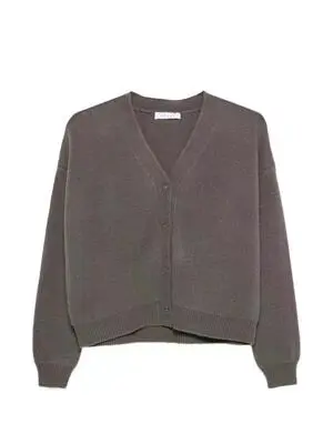LISKA V-neck Knitted Cardigan - Grey