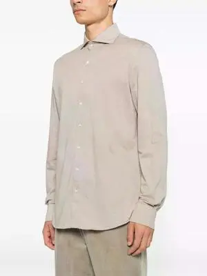 PROFUOMO Diagonal-stripe Spread-collar Shirt