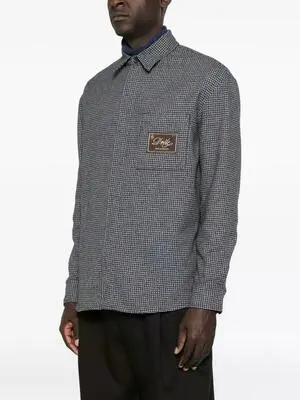 Drole De Monsieur Houndstooth-pattern Zip-up Shirt - Blue