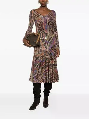 Etro Paisley-print Gathered Midi Dress