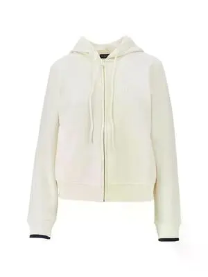 Emporio Armani Logo-embroidered Zip-up Hoodie - Neutrals
